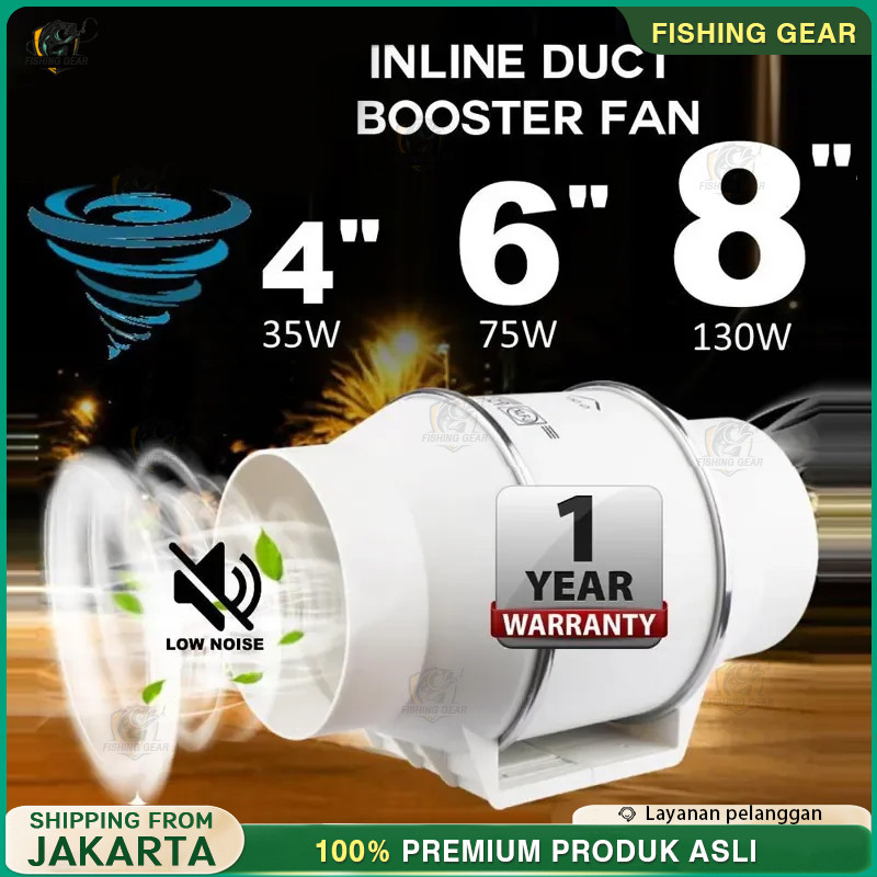 Jual 4/6 Inch Inline Duct Fan Booster Exhaust Blower Exhaust Fan ...