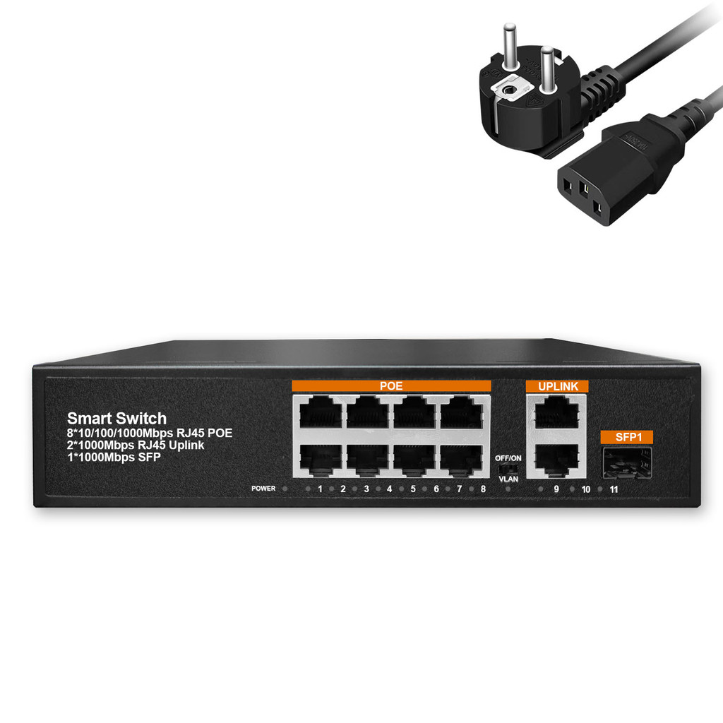Jual Full Gigabit POE Network Ethernet Switch Unmanaged Hub 120W 8 POE ...