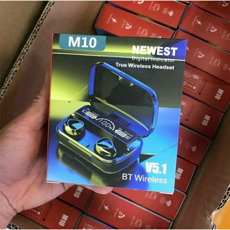 Jual M10 WIRELESS HEADSET BLUETOOTH TWS + POWERBANK 3500 MAH | Shopee Indonesia