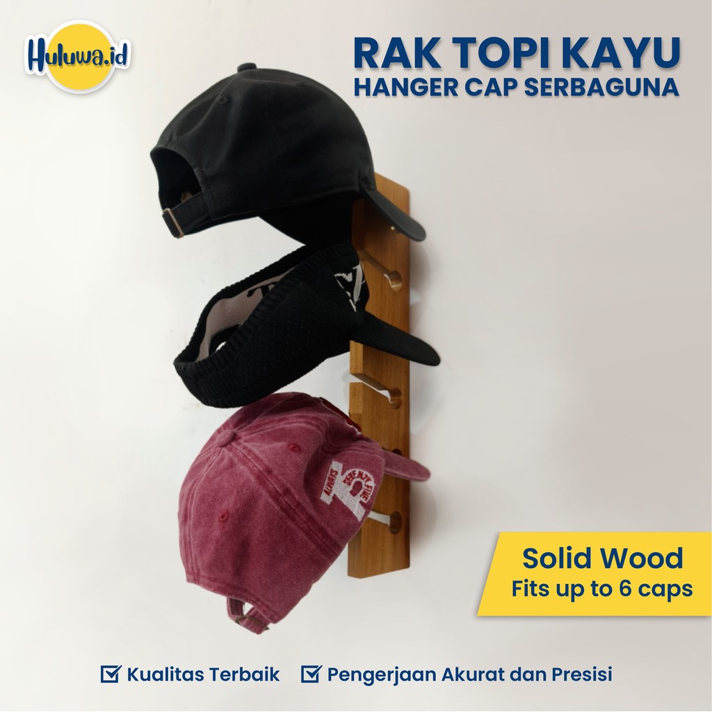 Jual Gantungan Topi / Rak Topi Kayu / Hanger Cap Serbaguna | Shopee ...