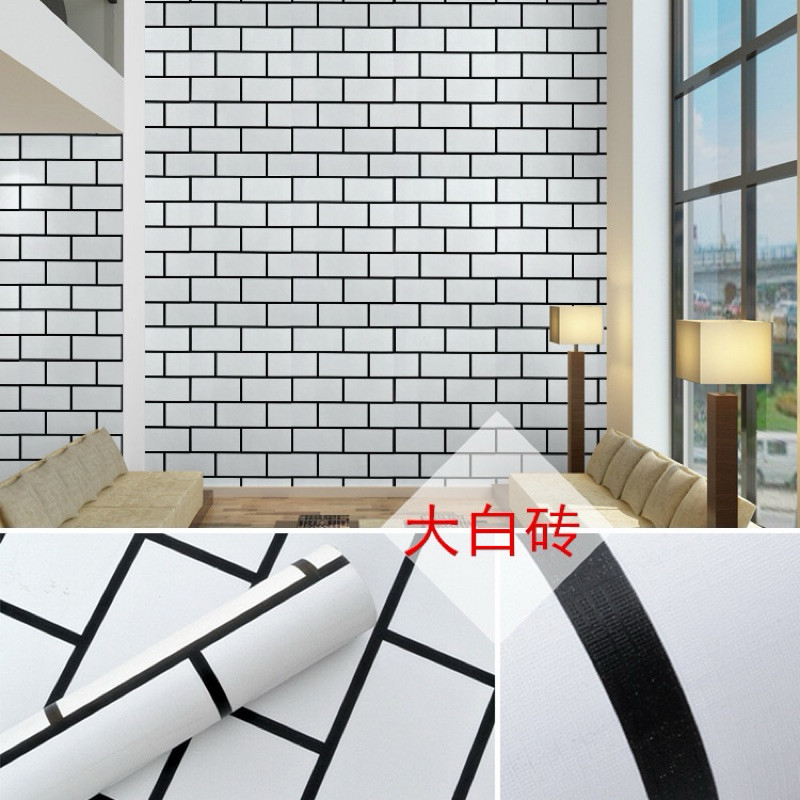 Jual Wallpaper Dinding Motif Bata Putih List Hitam Ukuran Panjang 8 s/d ...