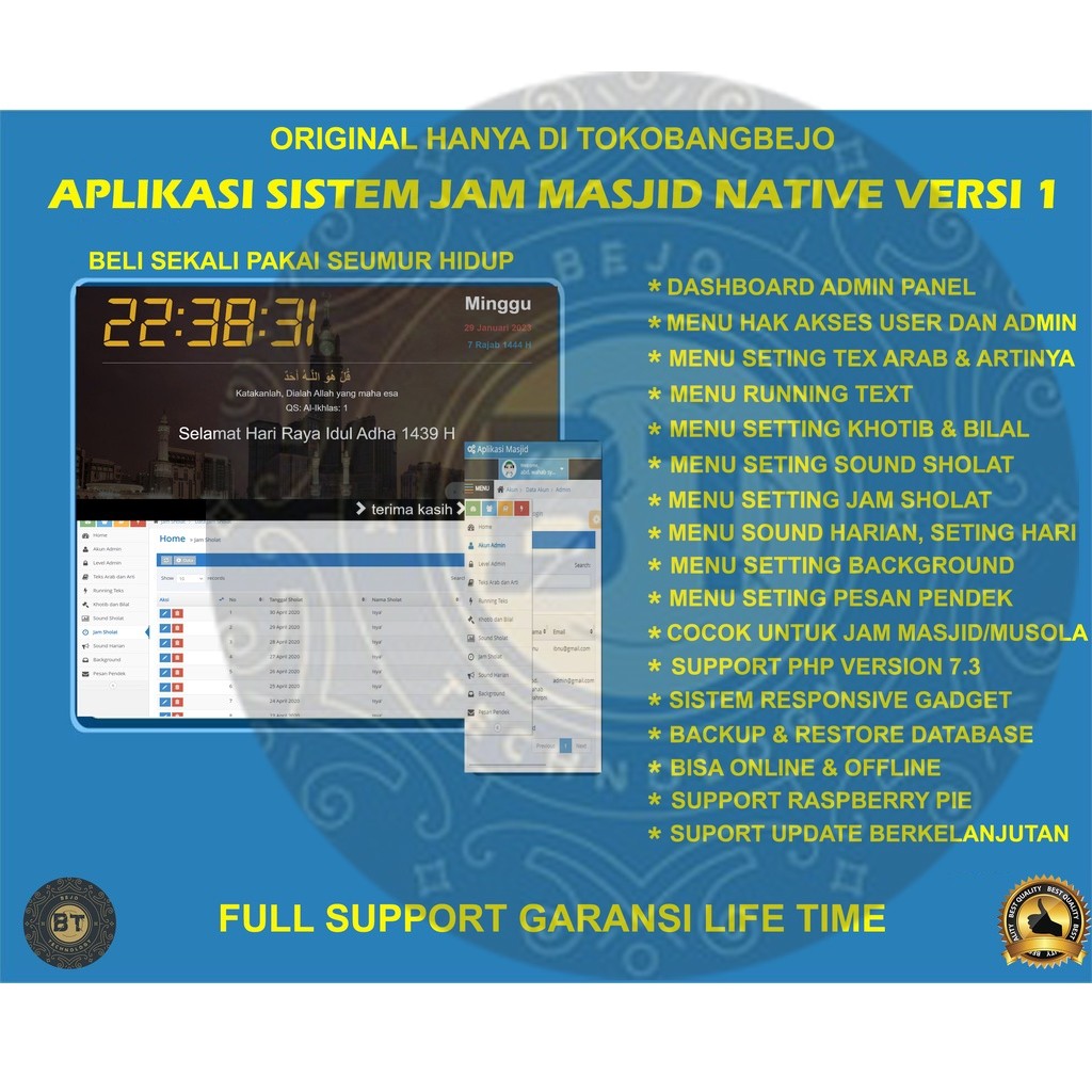 Jual APLIKASI WEB SOURCE CODE SISTEM INFORMASI JAM MASJID LENGKAP SIAP ...