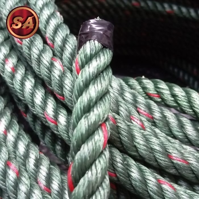 Jual 1 Roll Tali Tambang 16mm -+220 Meter PE Rope Plastik Hijau Bintik ...