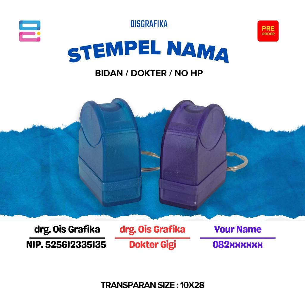 Jual Stempel Nama Custom Dokter Bidan Apoteker + Gantungan Kunci | Flash Warna | Bisa Tanda ...