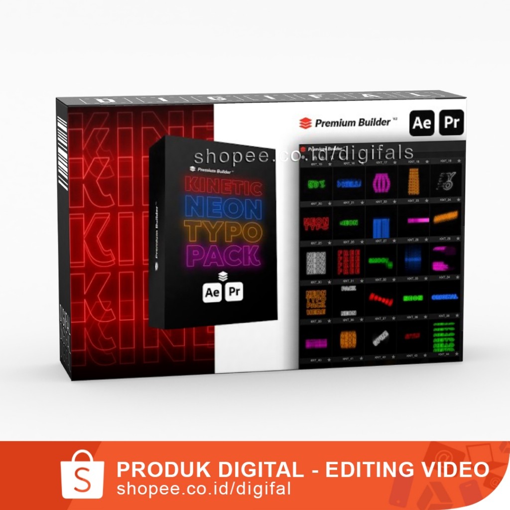 Jual Premium Builder Kinetic Neon Typo Pack - Premiere Pro & After ...