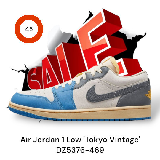 Jual Air Jordan 1 Low 'Tokyo Vintage' DZ5376-469 - Biru, 44 free 1 pcs ...