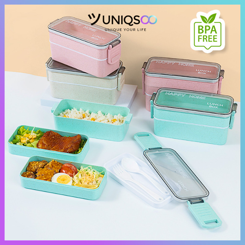 Jual UNIQSOO Lunch Box BPA FREE Kotak Bekal Anti Tumpah 3 Tingkat 1000ml / 800ml Kotak makan ...
