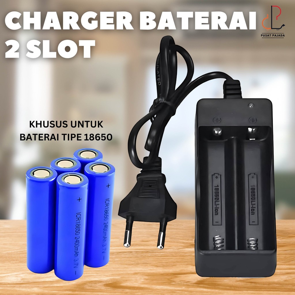 Jual Charger Baterai 2 Slot Charger Batre 18650 Charger Battery 2 Slot ...