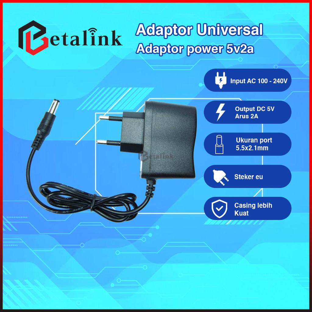 Jual Adaptor Konverter 5V 2A 5.5 x 2.1mm EU Plug Alat Cash/Adaptor ...
