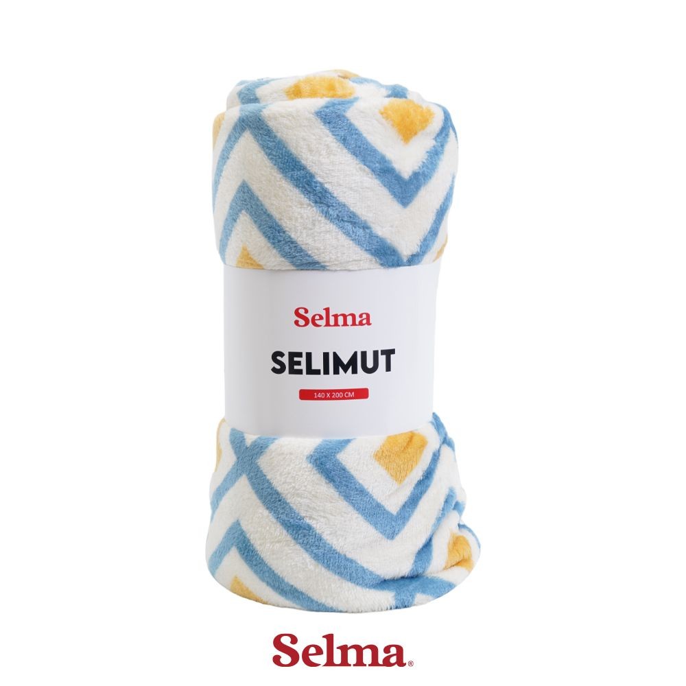 Jual Selma 140X200 cm Selimut Aurora - Biru/Kuning Blanket Motif Kain ...