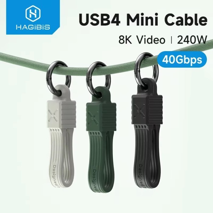 Jual HAGIBIS THUNDERBOLT 4 CABLE KEYCHAIN USB C TO C 240W USB 4 CABLE 8K 60Hz 40Gbps DATA SSD ...