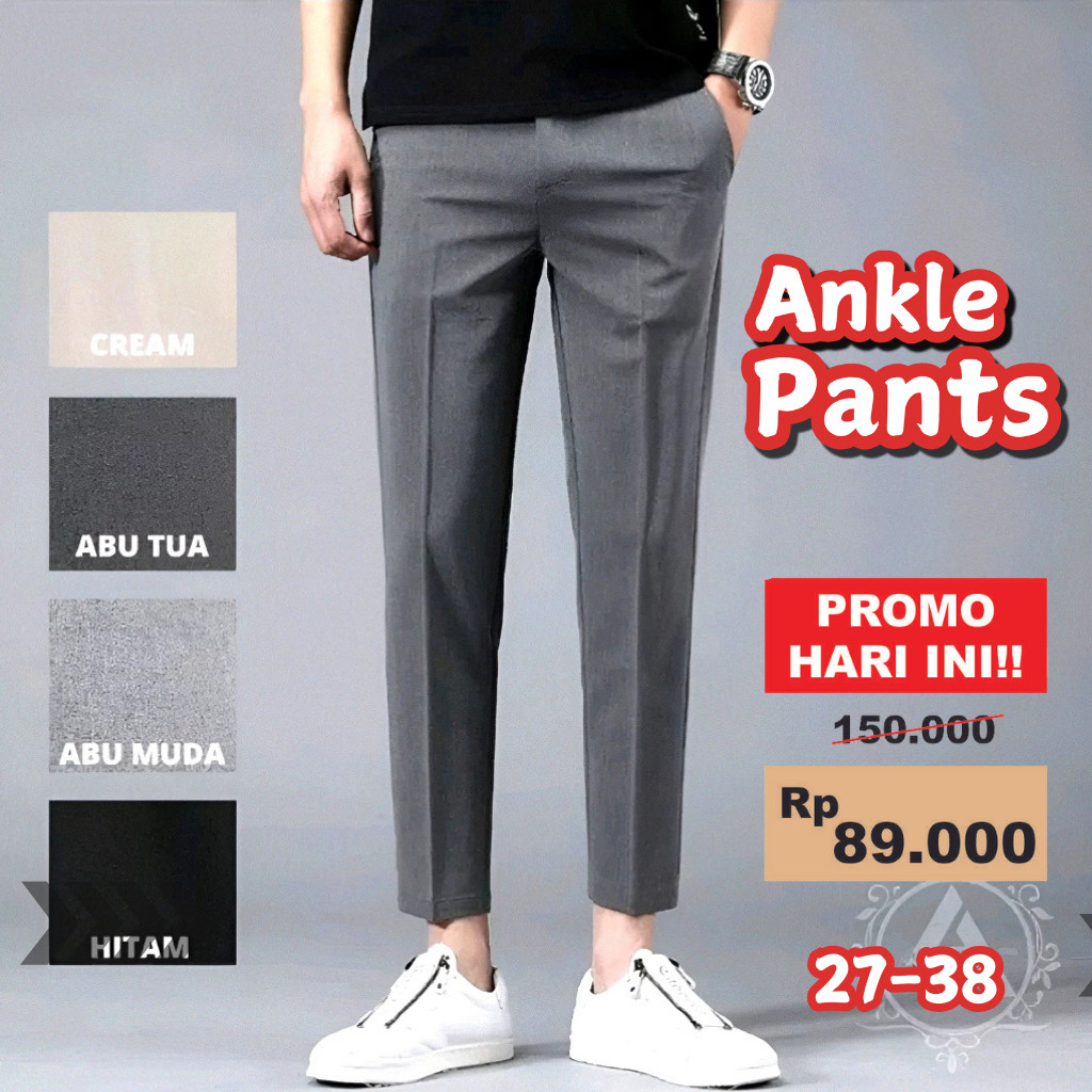 Jual Celana Ankle Pants Pria (formal, bahan, kantor, kain, kerja) panjang slimfit | Shopee Indonesia