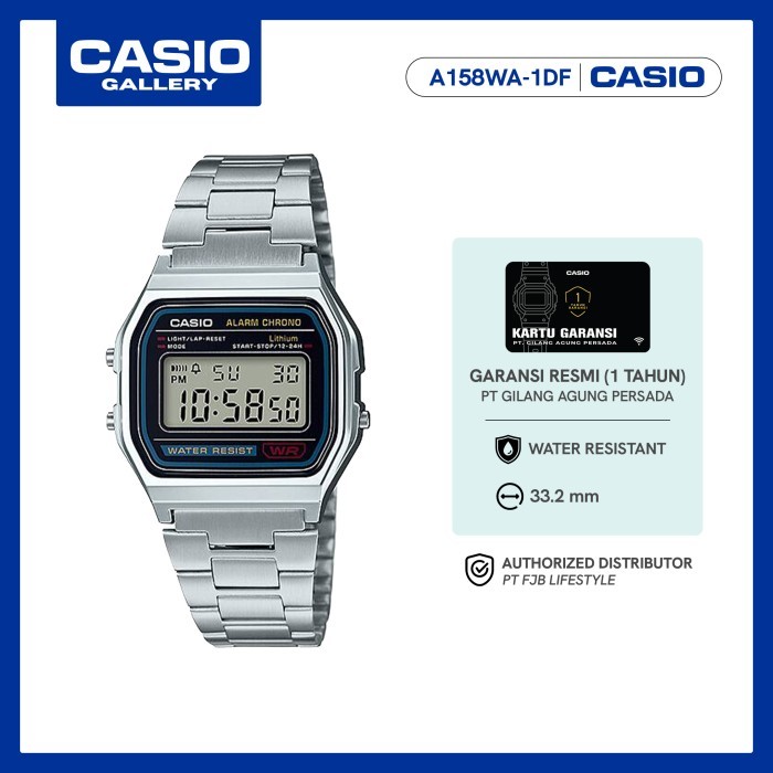 Jual Casio Jam Tangan Unisex General A158WA-1DF Original Digital Silver | Shopee Indonesia