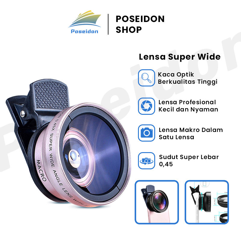 Jual Lensa Kamera Eksternal 2In1 Lensa Super Wide Angle Lens+Macro ...