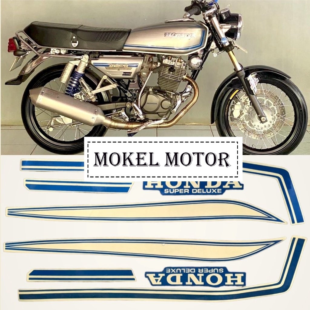 Jual Striping Stiker Polet list motor honda gl 100 gl100 Biru Transparan Super Deluxe list body ...