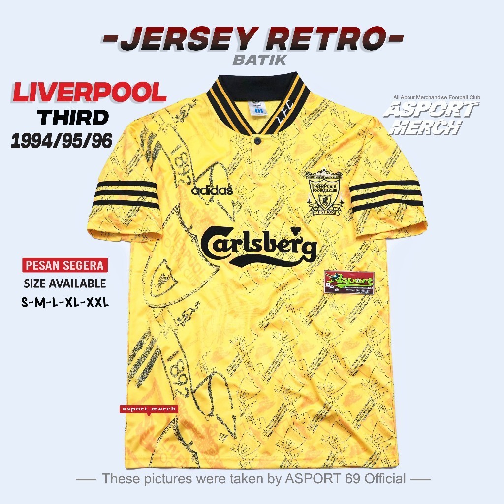 Jual JERSEY BOLA LIVERPOOL RETRO THIRD 1994 1995 1996 BATIK JERSEY ...