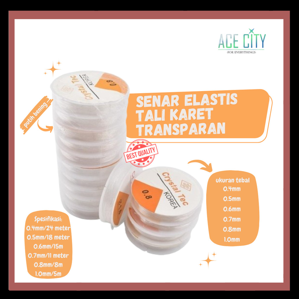 Jual Senar Elastis / Tali Karet Transparan / Crystal Tec - 10 Roll ( 1 ...