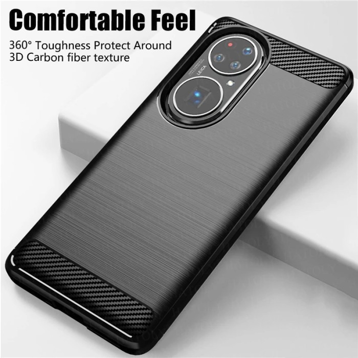 Jual CASE HUAWEI P50 PRO SILICONE CARBON FIBER TPU DRAWING SLIM CASE ...