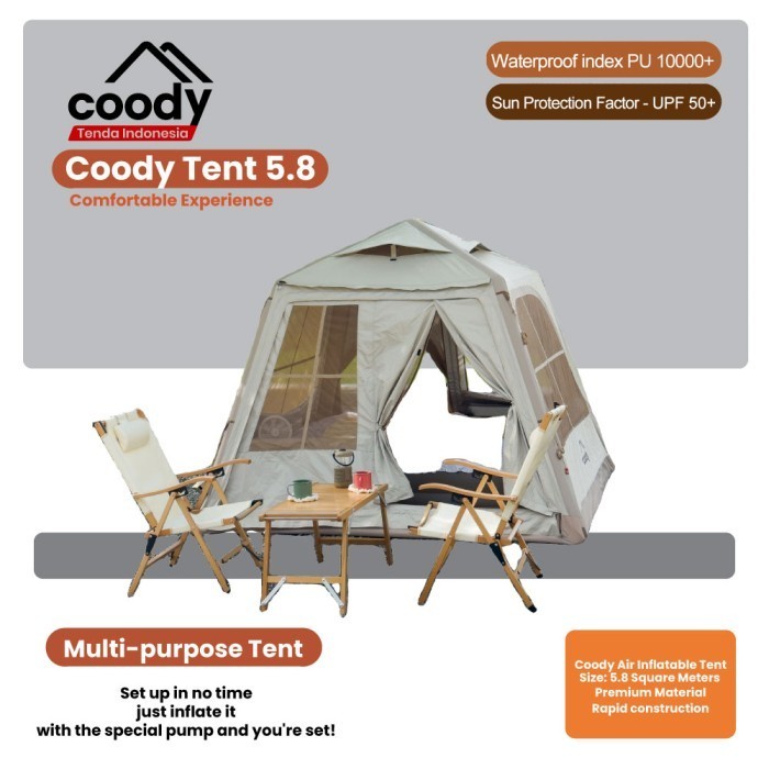 Jual Coody Air Tent Luxury 5.8 Sqm M2 Inflatable Tent (Tenda Praktis) Waterproof & UV Protection ...
