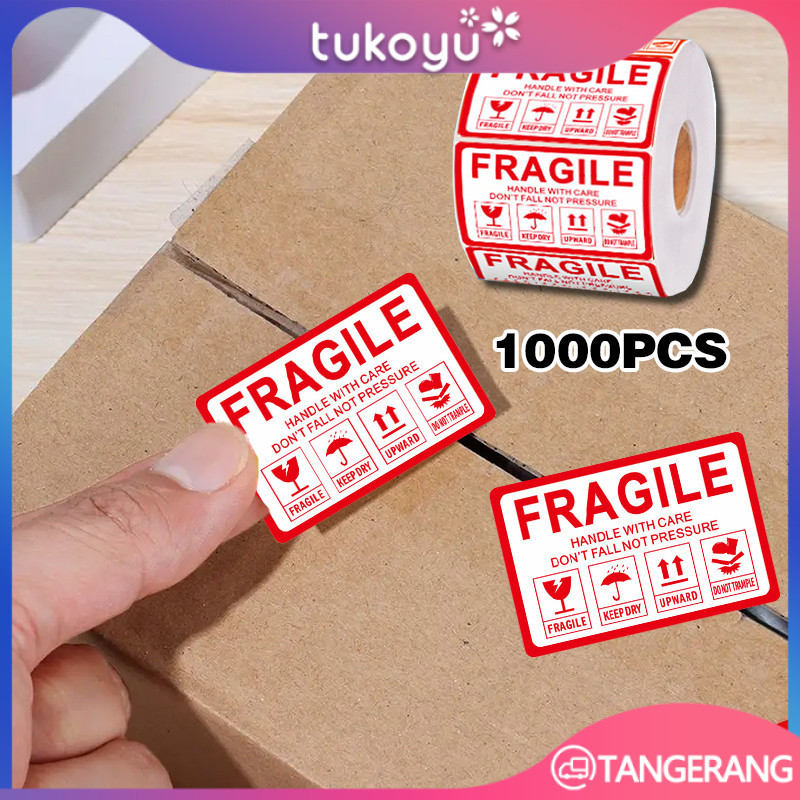Jual Sticker Fragile Stiker Pengiriman Online Shop 1000 PCS 1 Roll ...