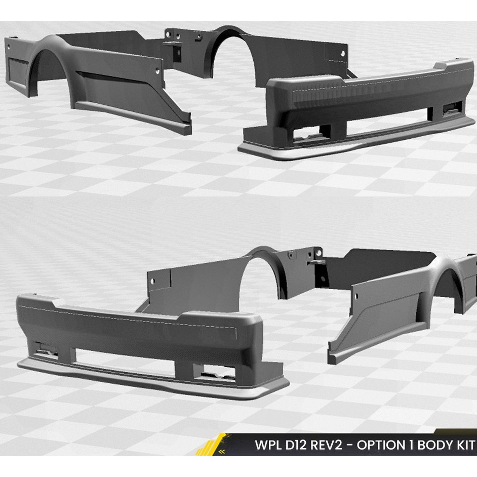 Jual WPL D12 Body Kit Set Rev2 Option 1 - Body Kit Part RC Drift 3D Print - Bemper Depan, JJB ...
