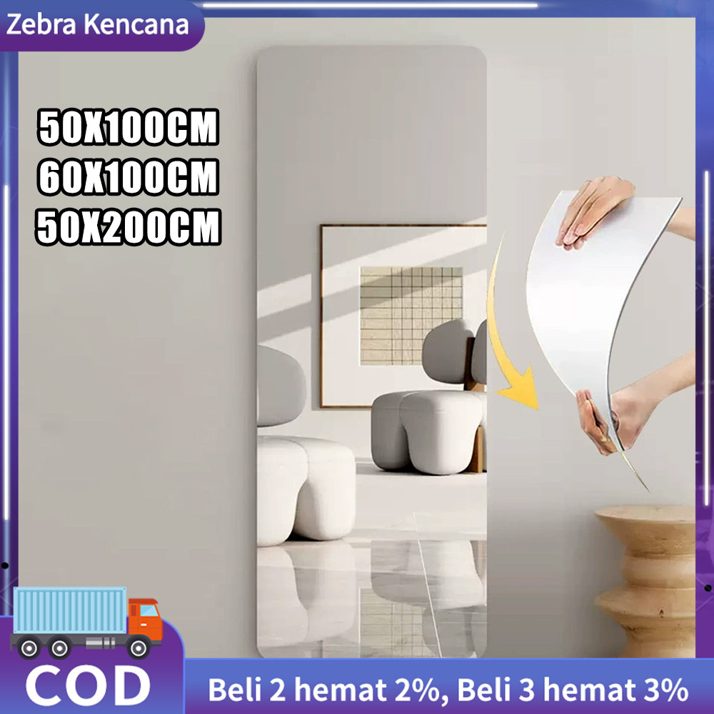 Jual 【COD】 60*100CM 50X200CM Mirror Stiker Dinding /Sticker Tempel ...