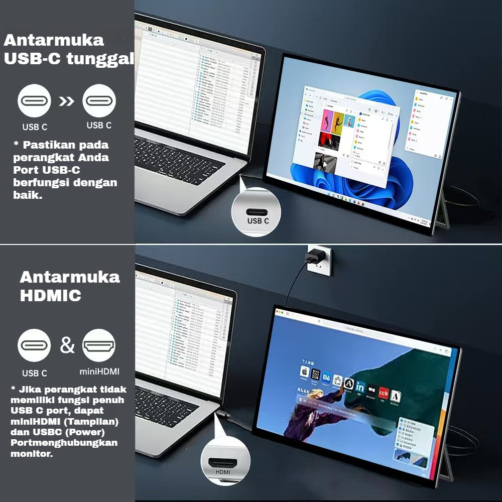 Jual Portable Monitor 15.6" 13.3 Inch 1080P Triple Screen Icd Dual ...