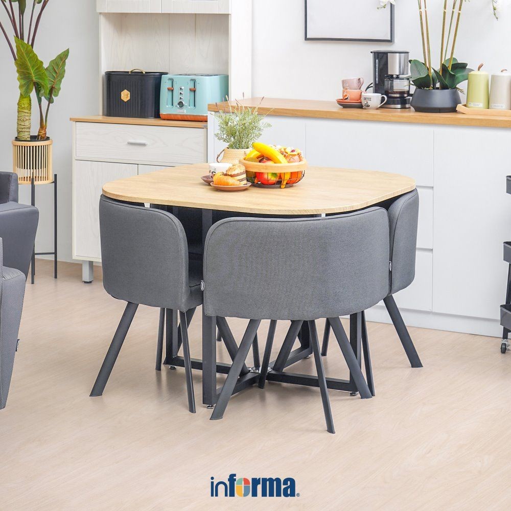 Jual Informa Dutton Set Meja Makan 4 Kursi - Abu-Abu Oak Dining Table ...