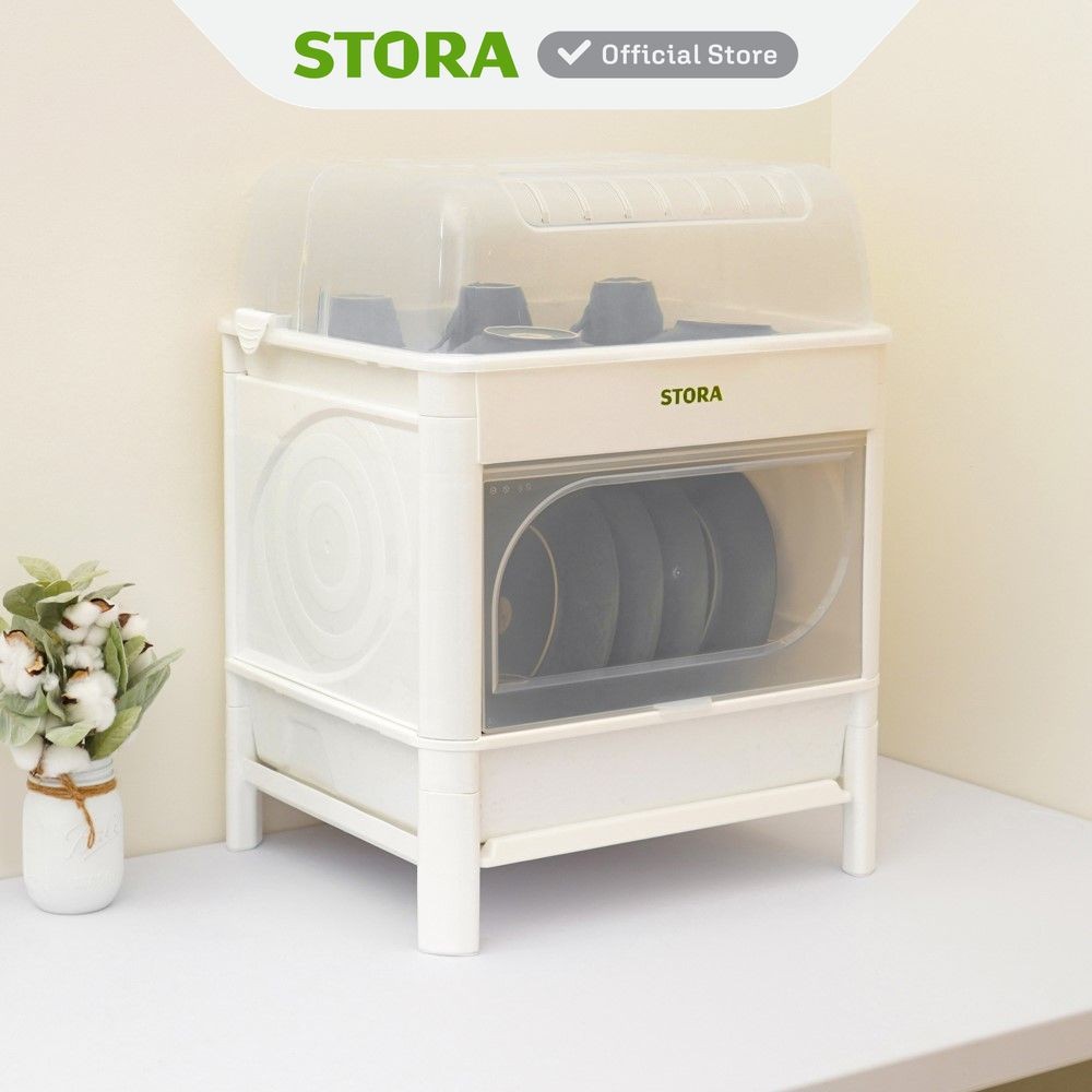 Jual Stora Rak Piring 2 Tingkat Plastik Dengan Tutup - Putih Dish Rack ...