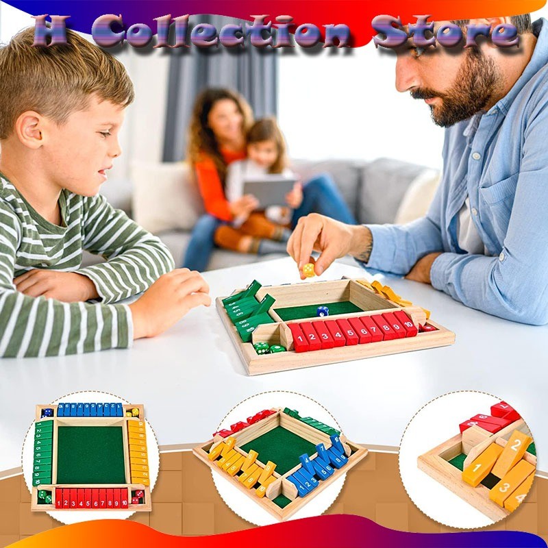 Jual FH58IK 4 Sisi 1-10 Mainan Board Game Dadu Shut the Box Angka Untuk ...