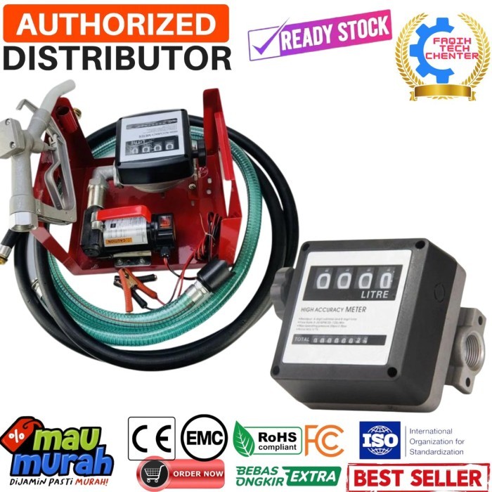 Jual Pompa Fuel Transfer BBM Solar Minyak Set Flowmeter DC 12V ...