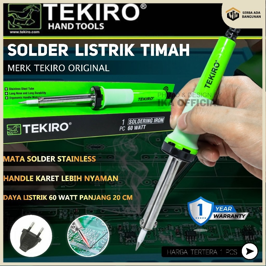Jual Solder 60 watt Model Lurus Peleleh Timah / Soldering Iron TEKIRO ...