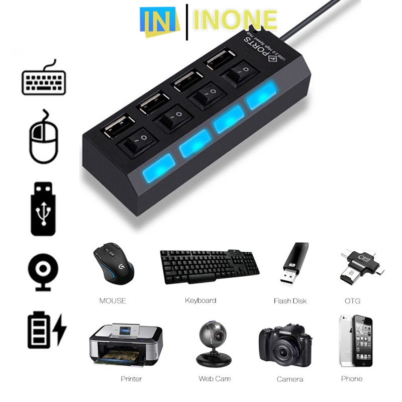 Jual INONE - Usb Hub Saklar 4 Port in 1 Dalam 1 On Off 50 cm 4 High Speed Output | Shopee Indonesia