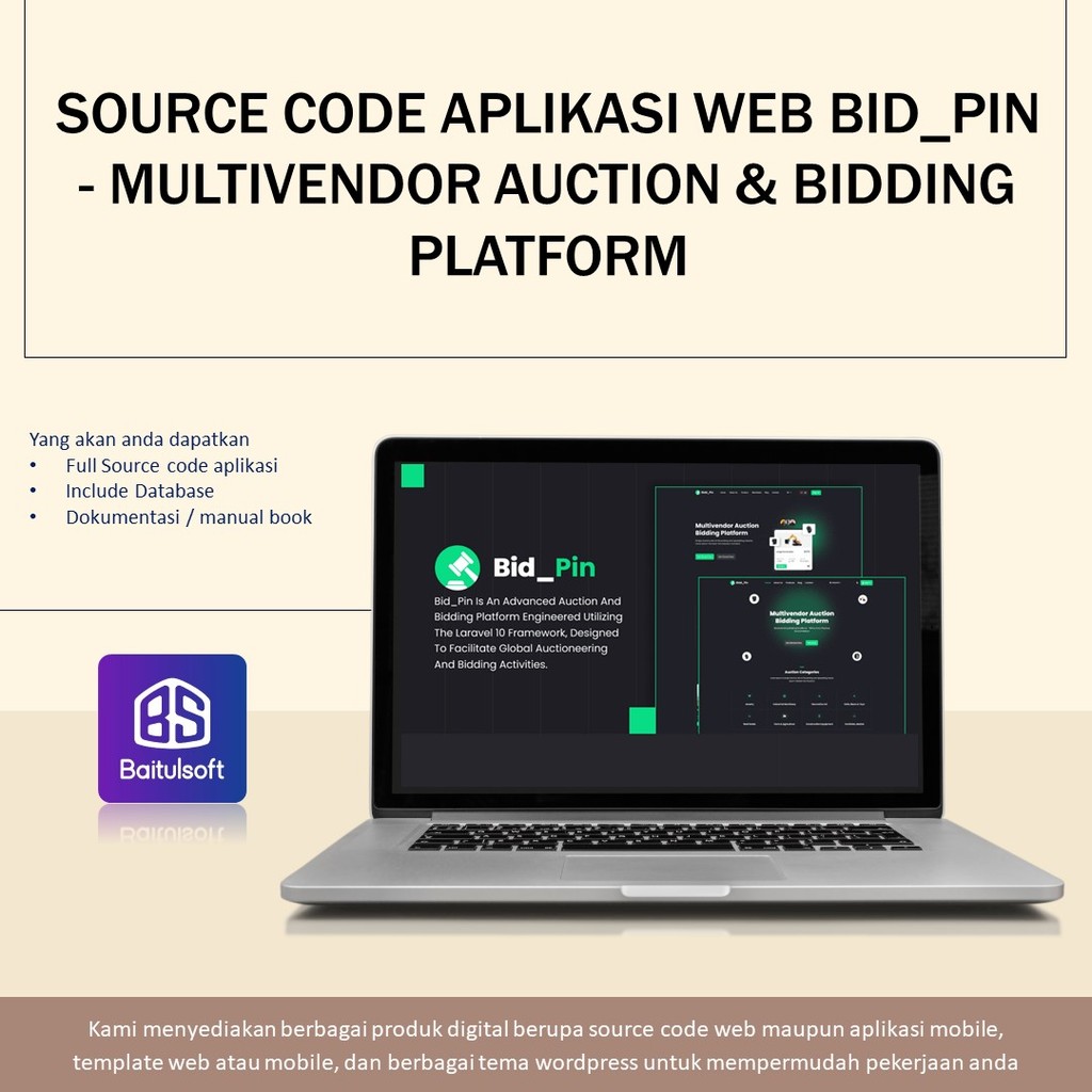 Jual SOURCE CODE APLIKASI WEB BID_PIN - MULTIVENDOR AUCTION & BIDDING ...