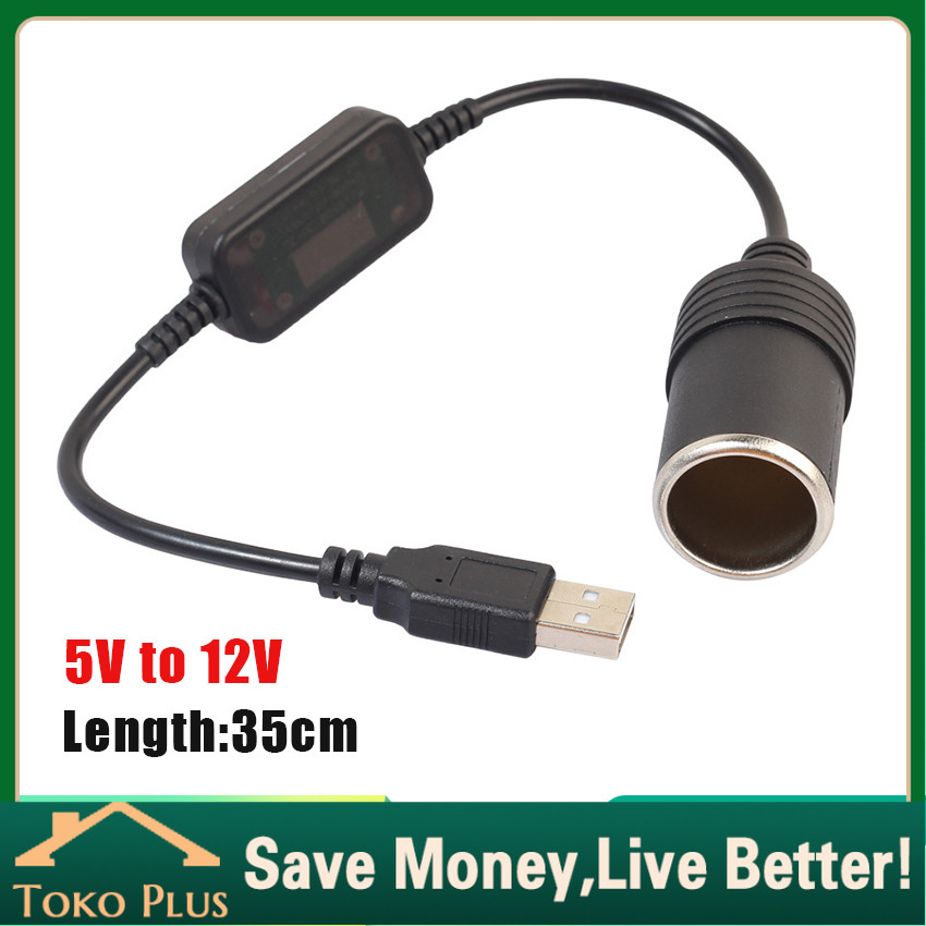 Jual Konverter Usb To Socket Kabel Sambungan Adaptor Charger 5v To 12v ...