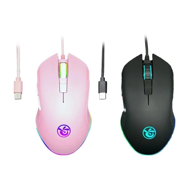 Jual Portable Type C Mouse USB C Mice 6 Buttons 3600DPI Ergonomic ...