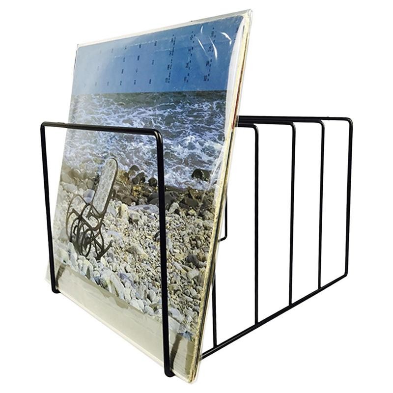 Jual Metal Record Rack Black Iron Vinyl Record Stand File Organizer ...