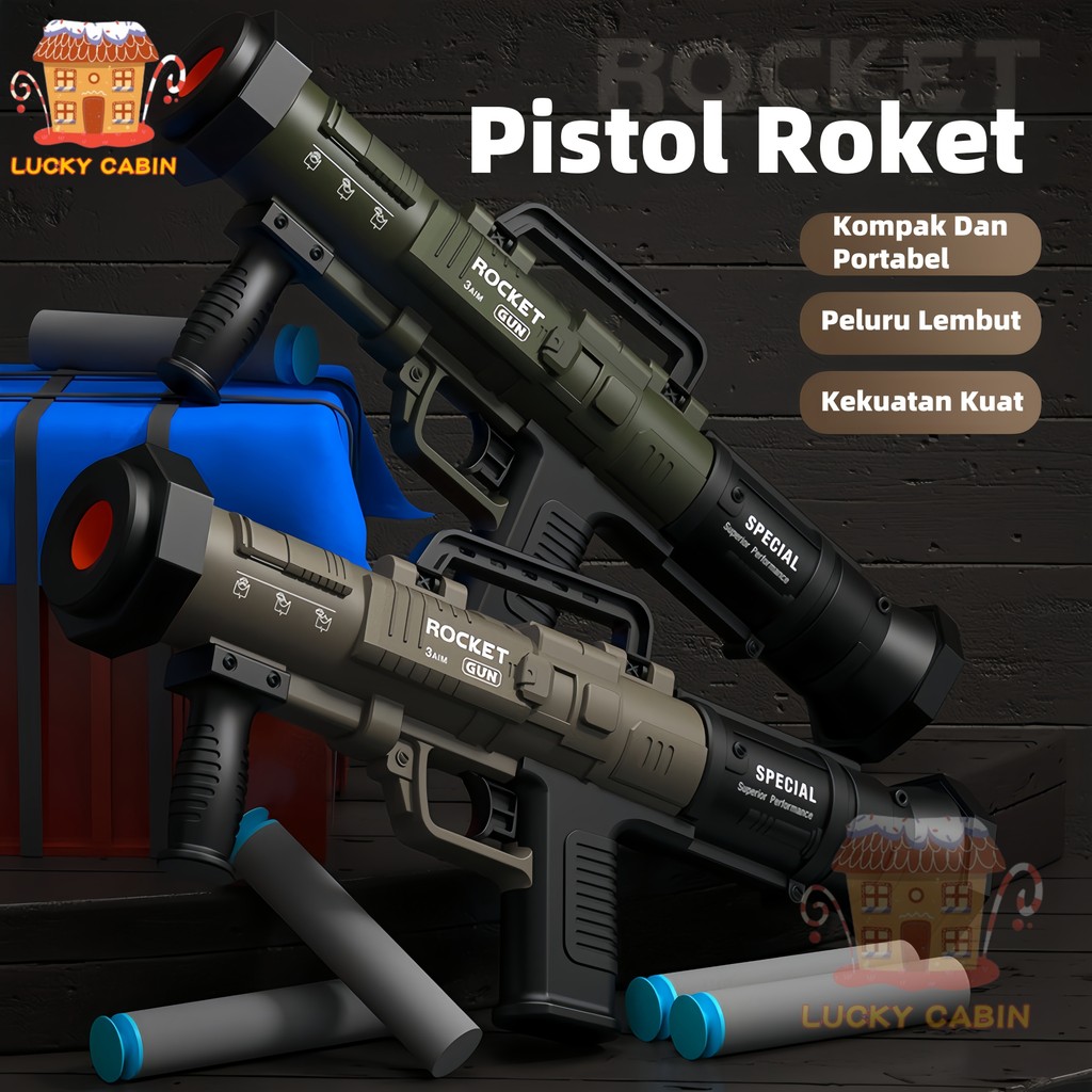 Jual Lucky Cabin Mainan Menembak/RPG Bazooka Simulasi Memuat dan Melempar Shell Soft Shotgun ...