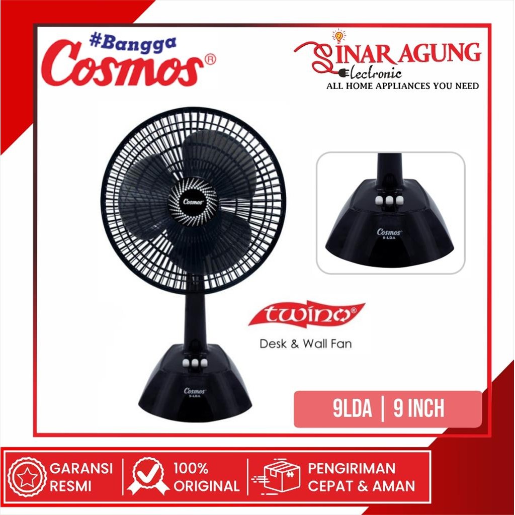 Jual COSMOS 9LDA / 9-LDA DESK & WALL FAN BLACK - GARANSI RESMI | Shopee ...