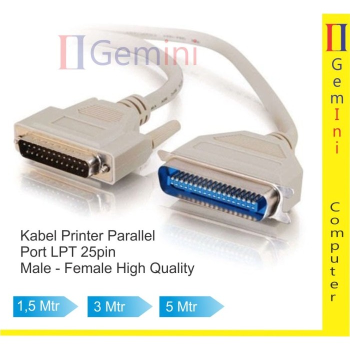 Jual Kabel Printer Paralel LPT 25 Pin Male Female Putih 5 M - Cocok ...