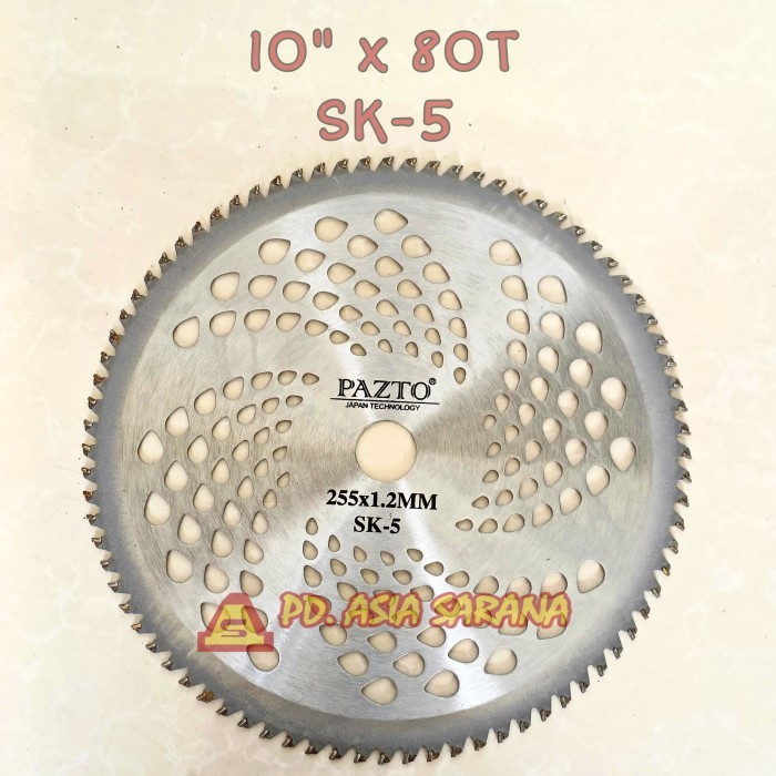 Jual Pisau Mesin Potong Rumput 10" x 80T Bulat Pazto Mata Brush Cutter ...