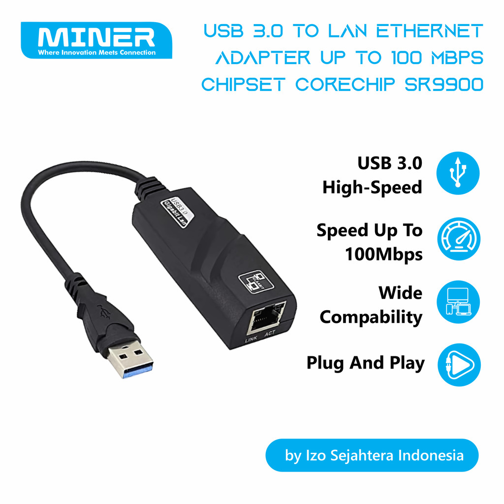 Jual USB 3.0 To LAN Ethernet Adapter Chipset Corechip SR9900 Up to ...