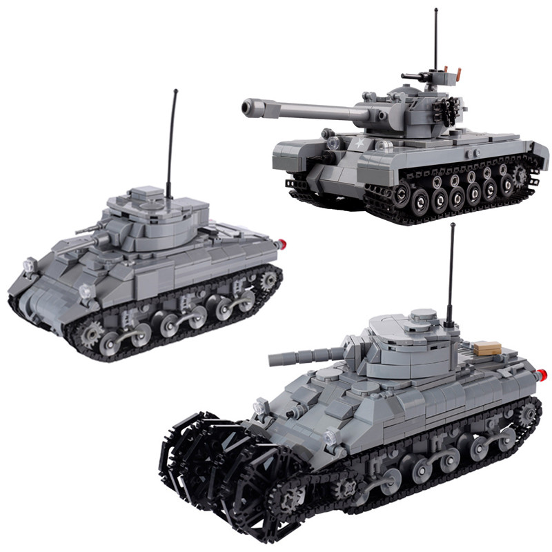 Jual WWⅡ US Military Sherman M4 Tank Model MOC Building Block ...