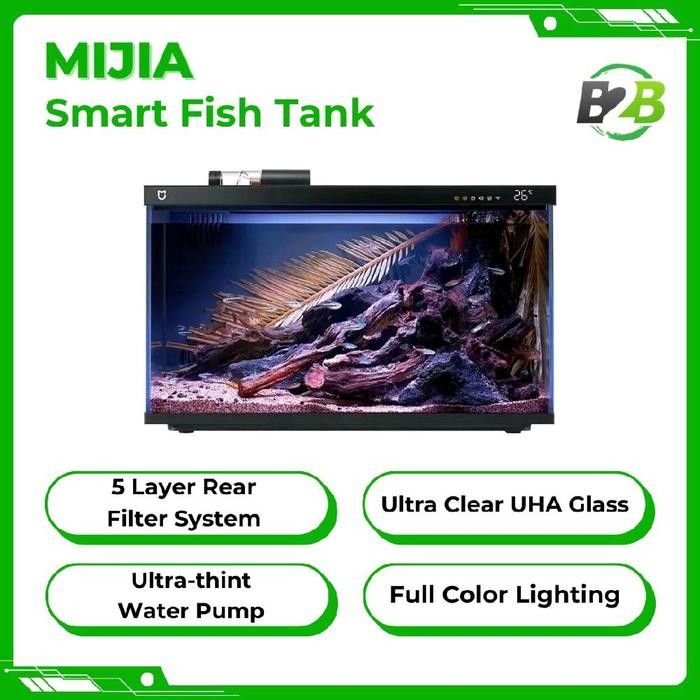 Jual Mijia Smart Fish Tank 20L Aquarium Ultra Clear UHA Glass App Control LED Lighting System ...
