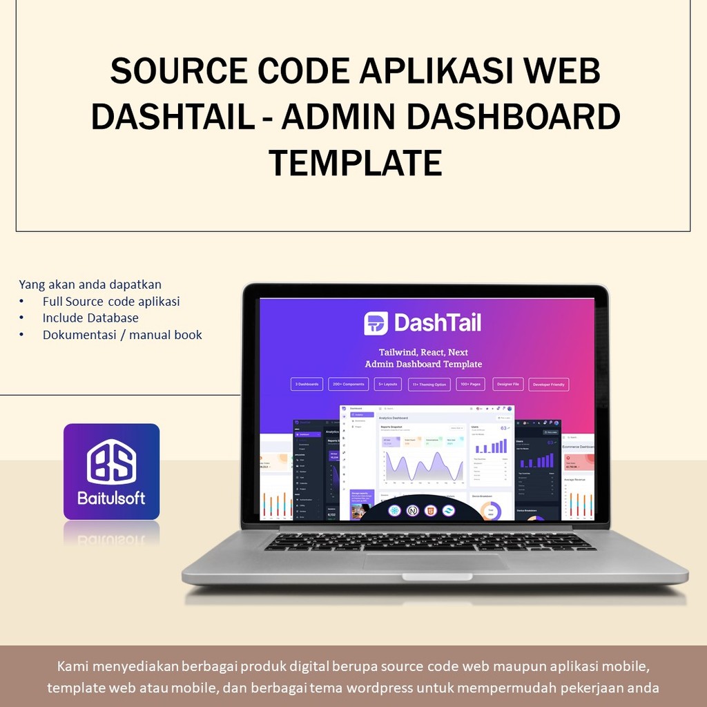 Jual SOURCE CODE APLIKASI WEB DASHTAIL - ADMIN DASHBOARD TEMPLATE ...