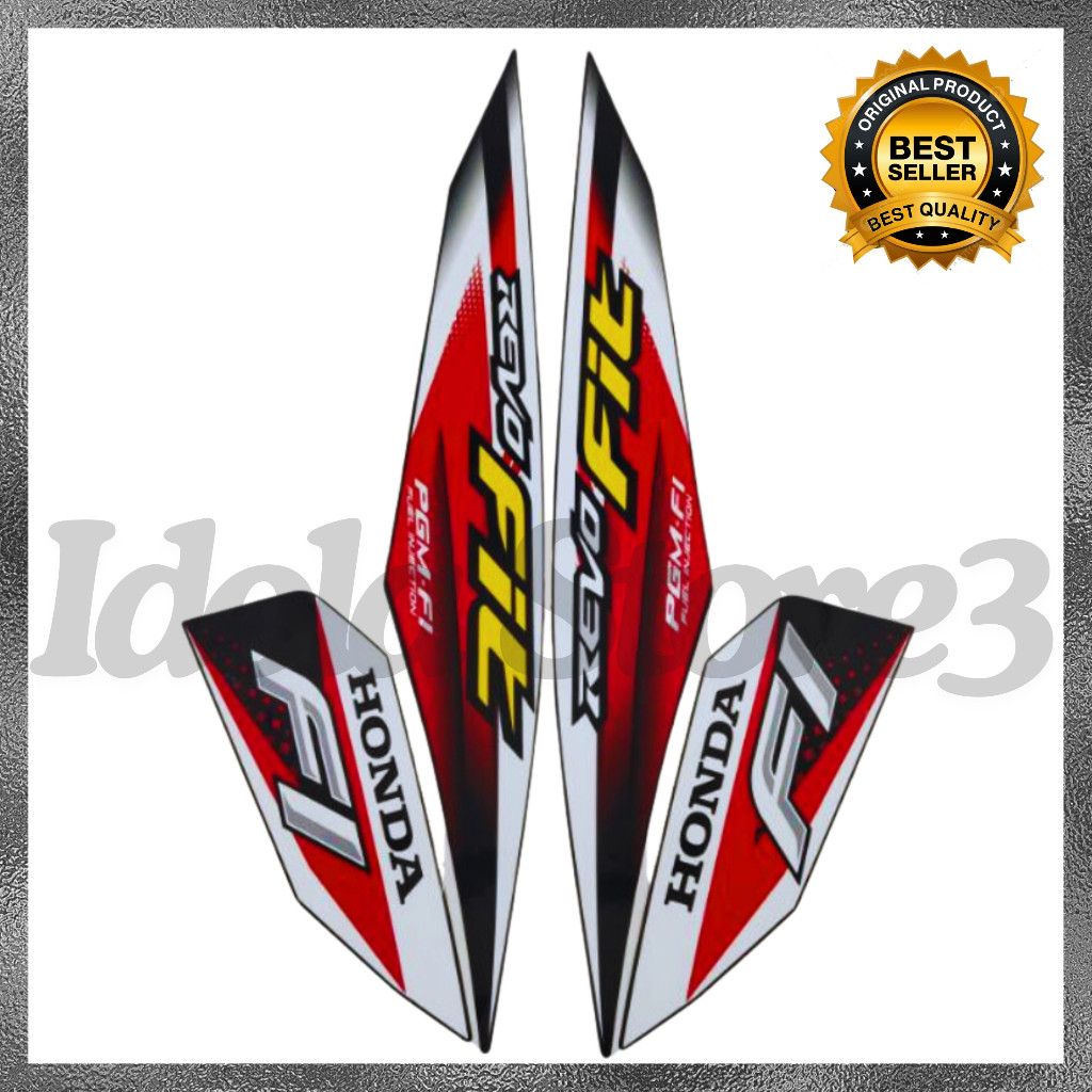 Jual Sticker Striping Revo Fit 2020 Hitam Lis Merah List Motor Revo fit ...