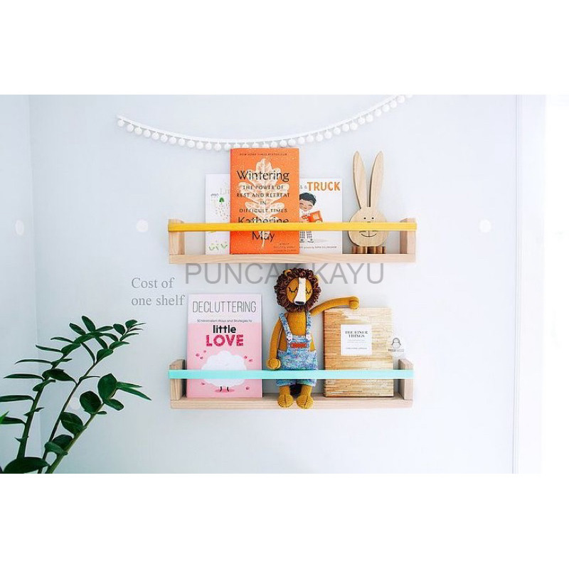 Jual RAK DINDING BUKU GANTUNG TEMPEL TEMBOK MODEL STRIP 1 NATURAL ...