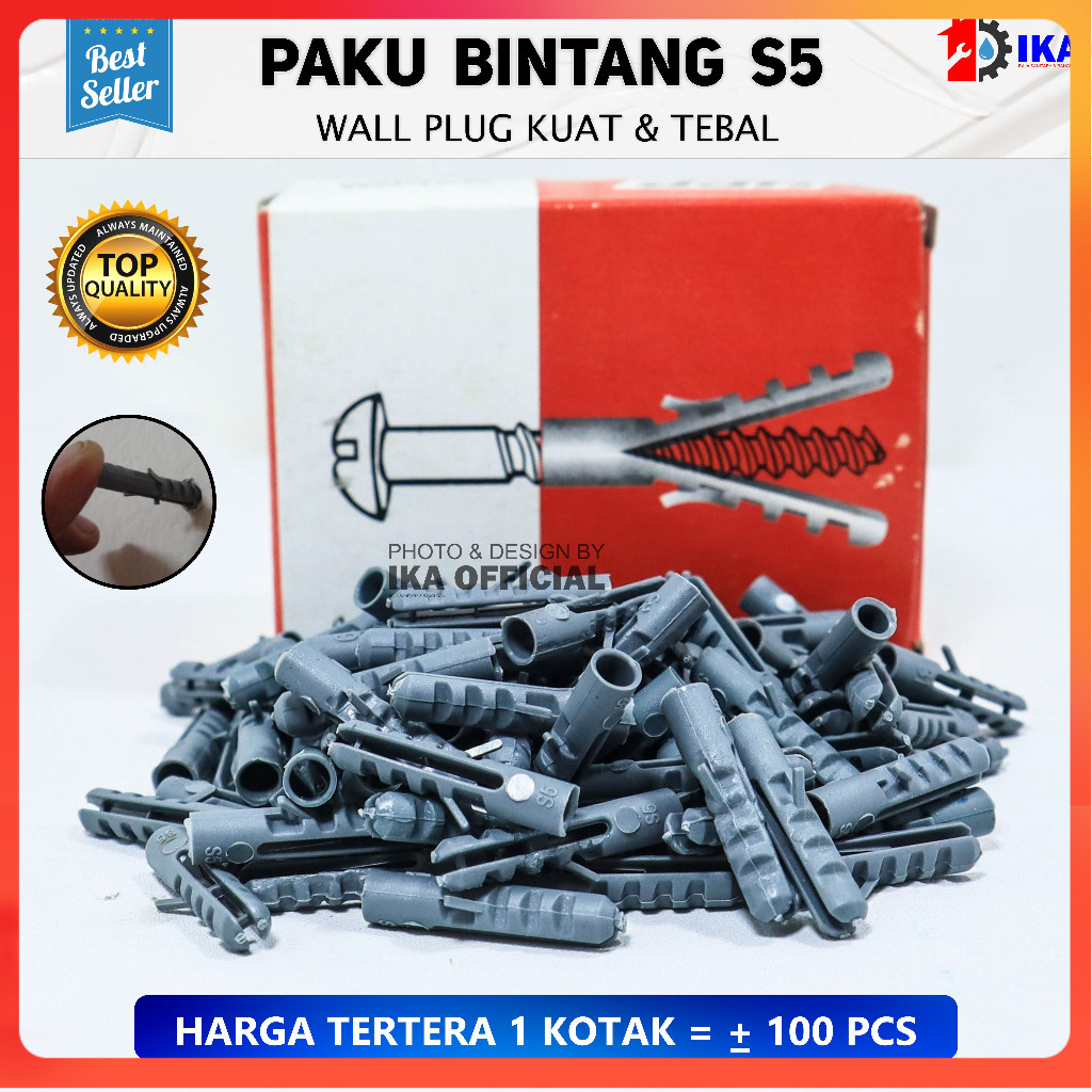 Jual Baut Dinding S5 Penguat Sekrup Penahan Skrup Mur Baut Tanam Tembok ...