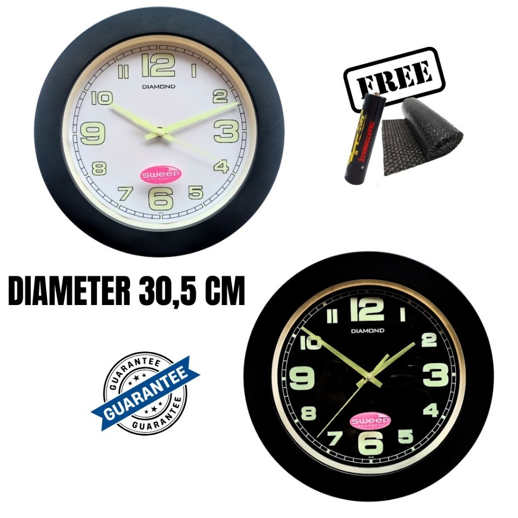 Jual Jam Dinding Diamond 223-29L Silent Glow In The Dark Fosfor Menyala ...