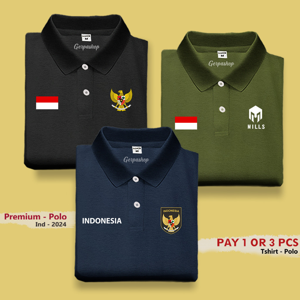 Jual Paket 3 Pc Kaos T-Shirt Polo Kerah Logo Timnas Garuda Kaos Polo ...